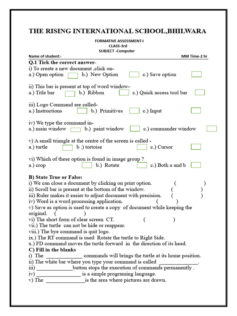 Class 3rd Computer | PDF
