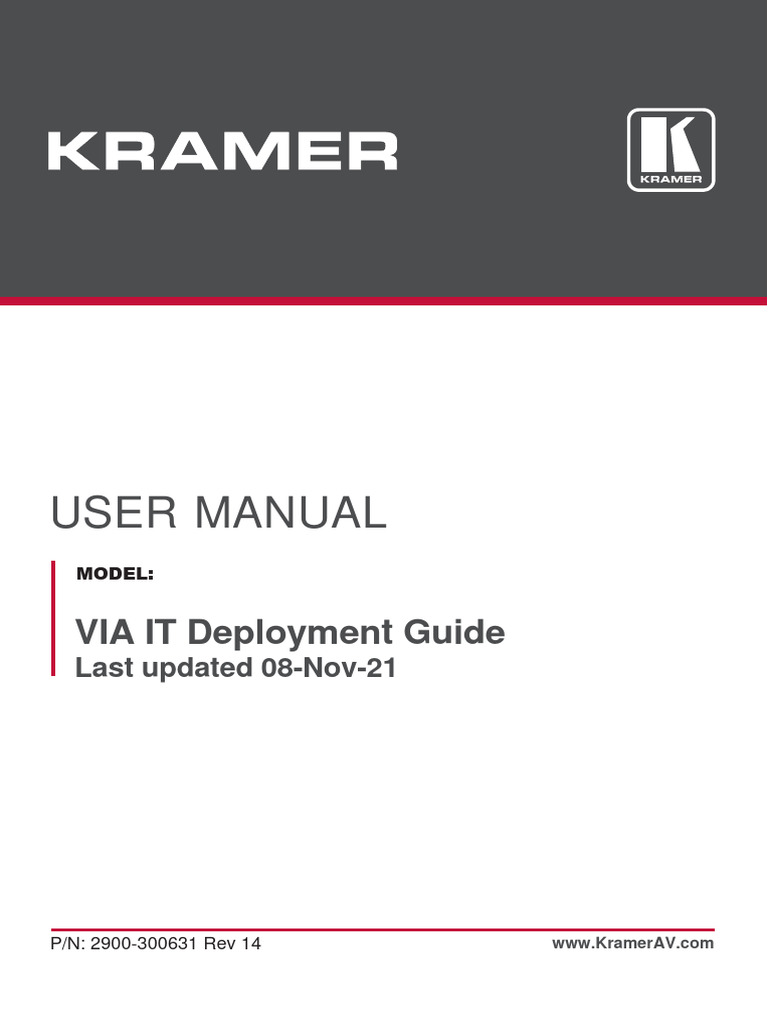 Kramer Via It Deployment Guide Um 14 | PDF | Ip Address | Computer Network