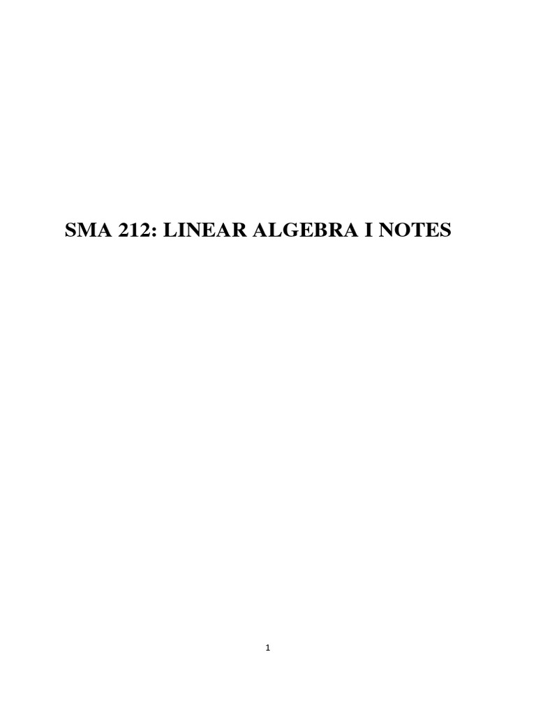 Sma 212 Notes | PDF | Matrix (Mathematics) | System Of Linear Equations