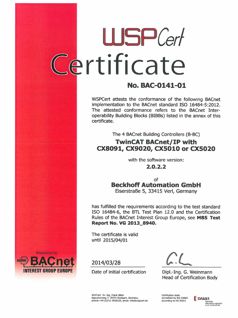 Bac 0141 01 Cert | PDF