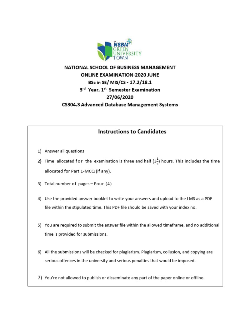 ADBMS - New Paper-2 Moderated | PDF