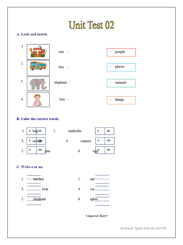 Grammar Space Kids B1 - Unit Test 02 | PDF