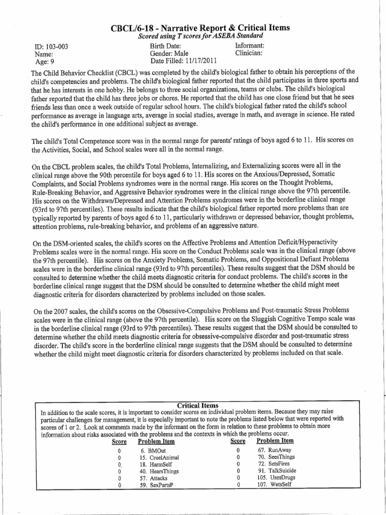 Aseba CBC Report | PDF