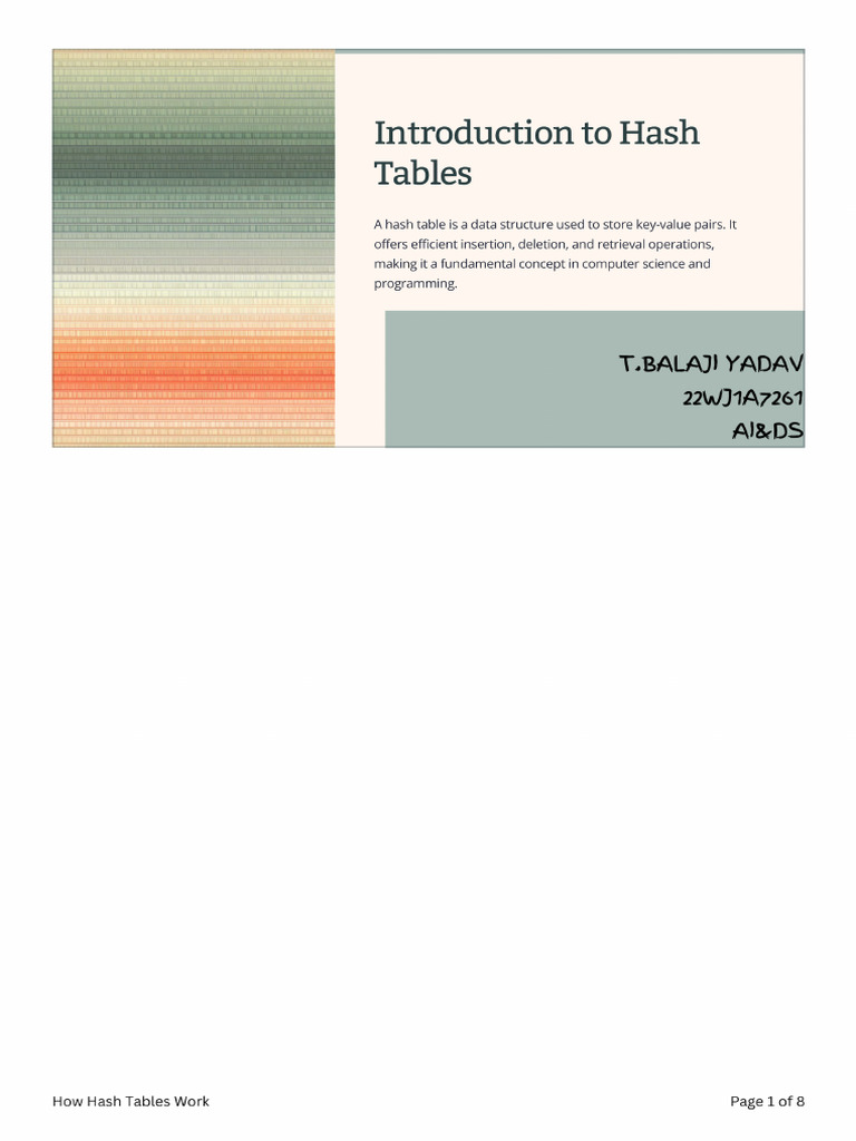 How Hash Tables Work | PDF