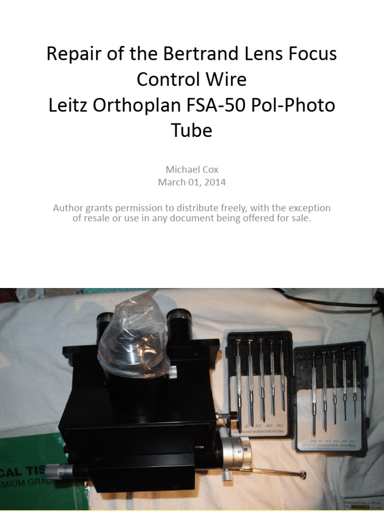 Bertrand Lens Focus Repair | Download Free PDF | Screw | Manufactured Goods