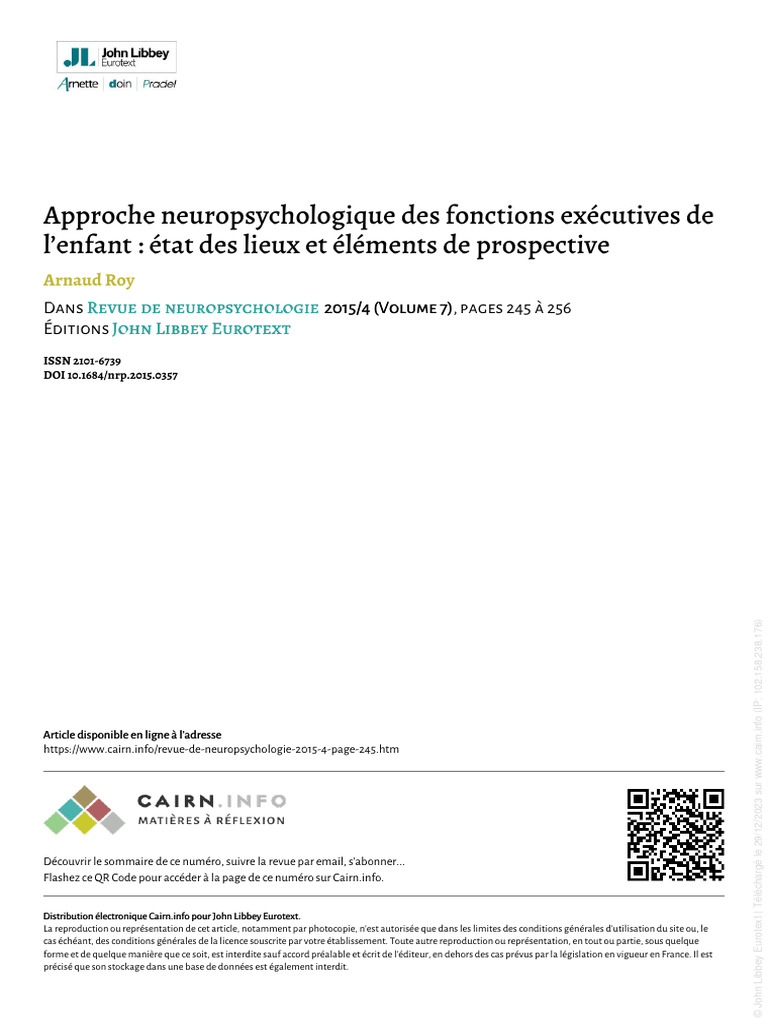 Approche Neuropsy Des Fe | PDF
