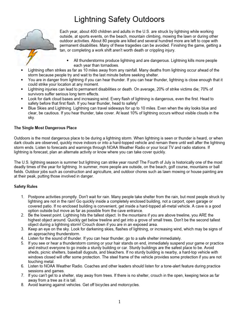 Lightning Safety Outdoors | PDF Lightning Safety Outdoors | PDF
