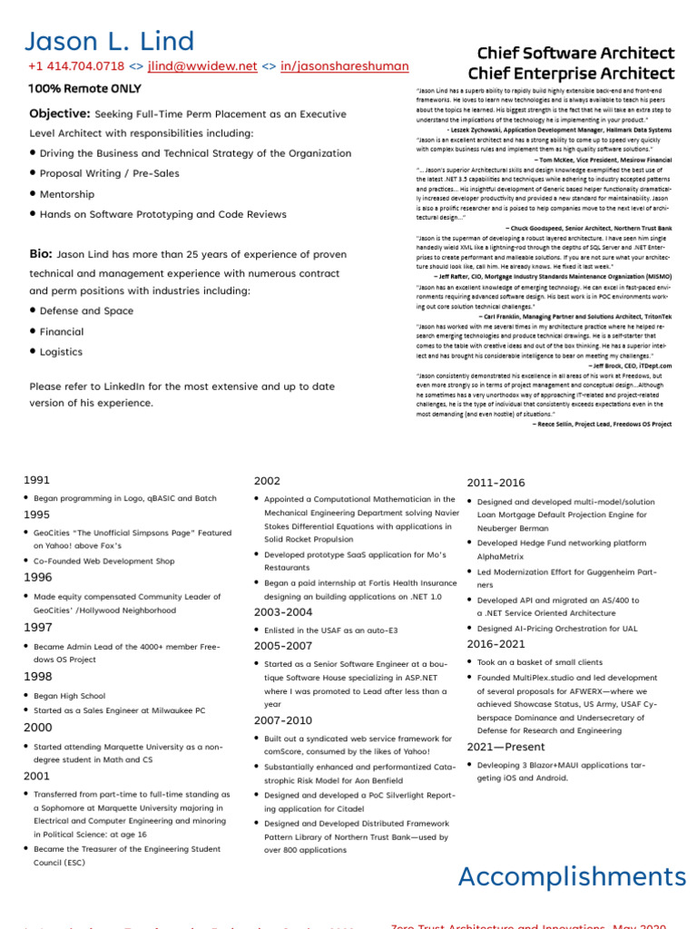 Executive Architect Resume: Jason Lind | PDF | Art