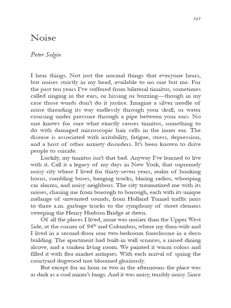 Noise - Peter Selgin | PDF | Tinnitus