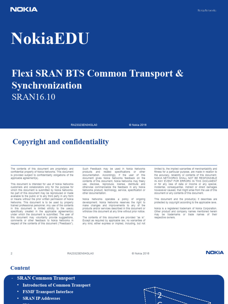 03 RA23323EN04GLA0 SRAN16 10 Transport Synchronization | PDF | I Pv6 | Network Congestion