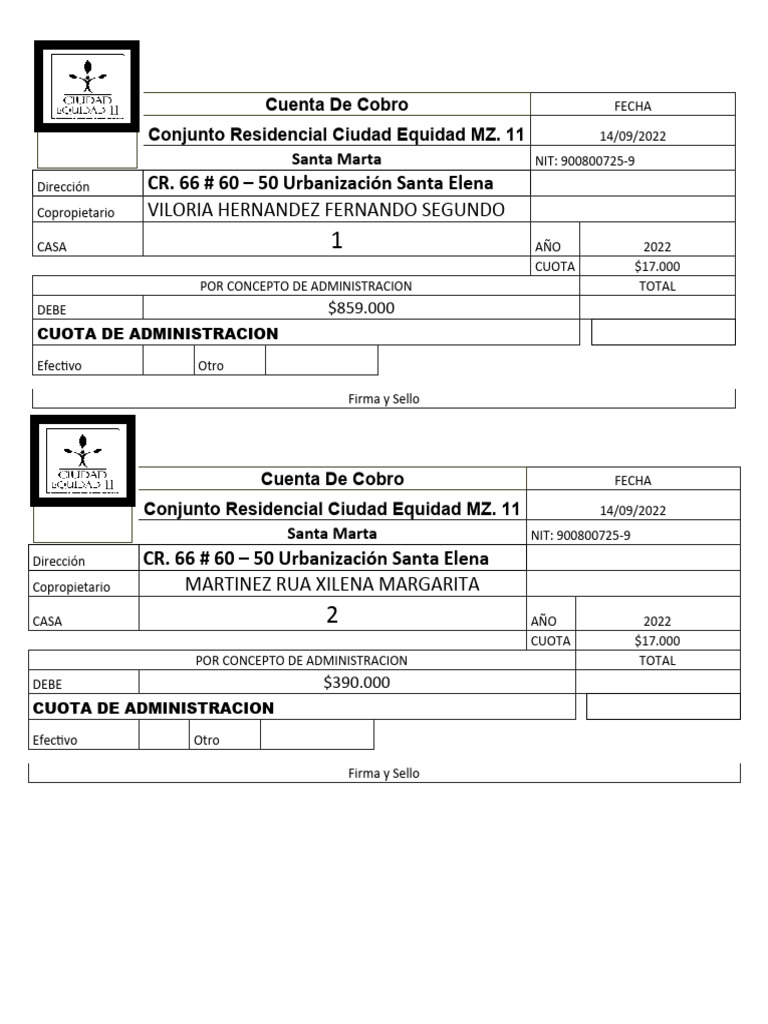 Cuenta de Cobro | PDF