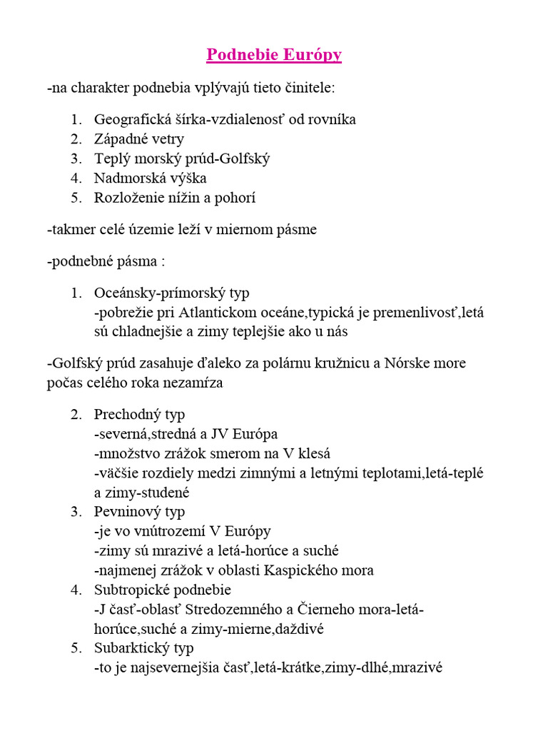 Podnebie Európy | PDF