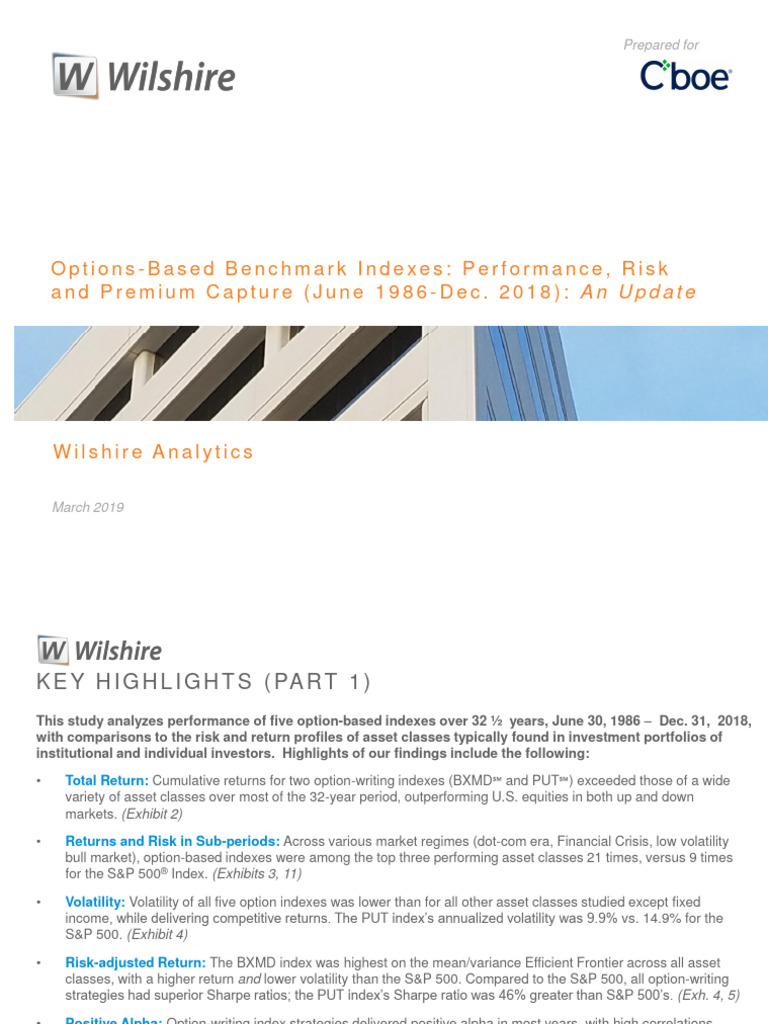 Wilshire Options Based Benchmark Indexes 2019 | PDF | Business