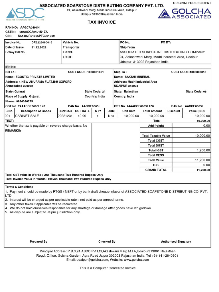 Test Case 1 | Download Free PDF | Invoice | Taxes