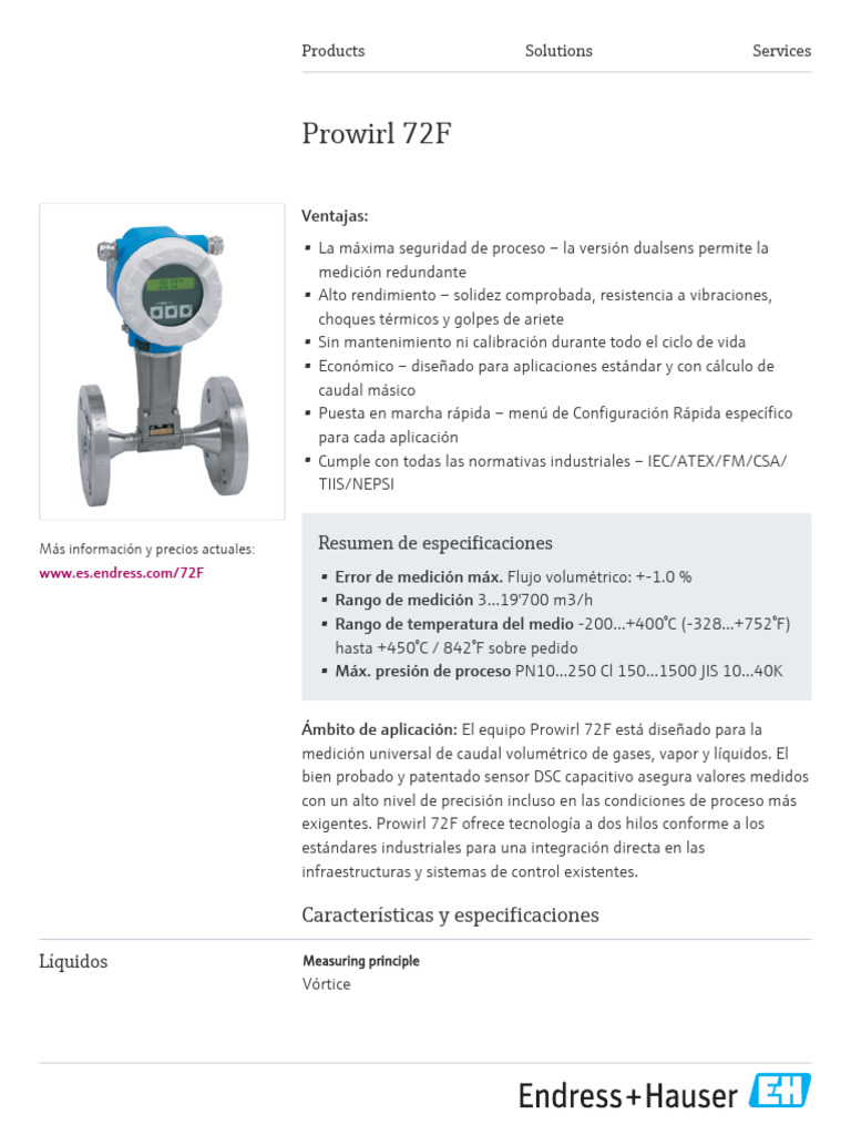 Endress-Hauser Prowirl 72F ES | PDF