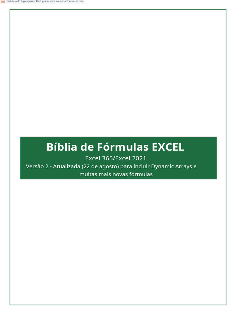 Fórmulas Excel 365/2021 Atualizadas | PDF