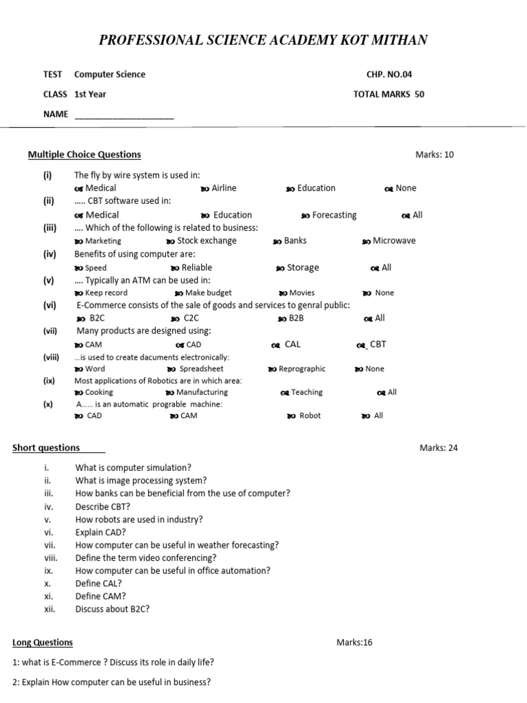 6 test 1st year chap 4 Complete | PDF 6 test 1st year chap 4 Complete | PDF