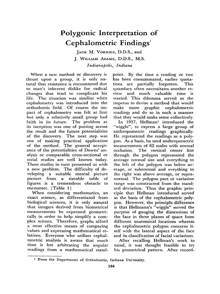 Polygonic Interpretation of Cephalometric Findings | PDF