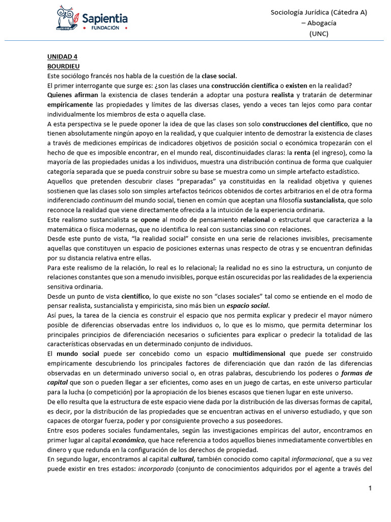 Sociología Jurídica - Cátedra A (Bolilla 4 - Bourdieu) | PDF | Filosofía | Ciencia y matemáticas