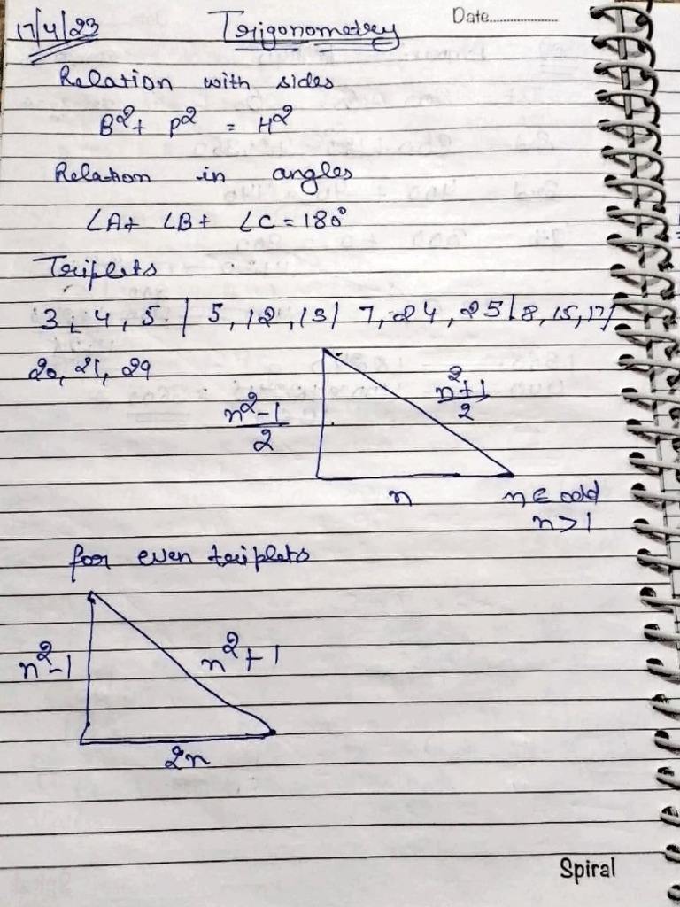 Trigonometry Notes | PDF