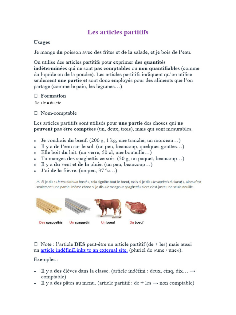 Articles Partitifs en Français | PDF