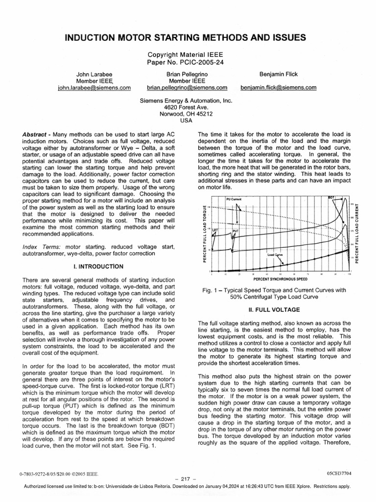Induction Motor Starting Methods and Issues | PDF