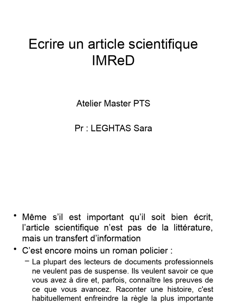 Ecrire Un Article Scientifique IMReD | PDF