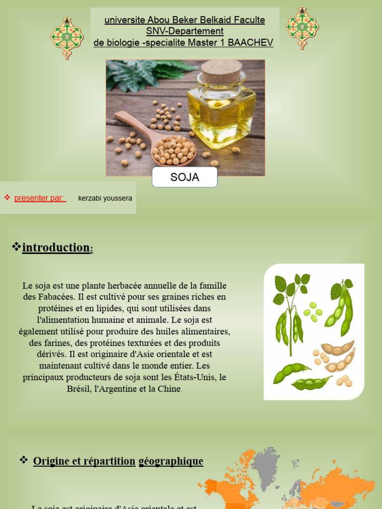 Présentation1.pptx Soja | PDF | Soja | Lipide