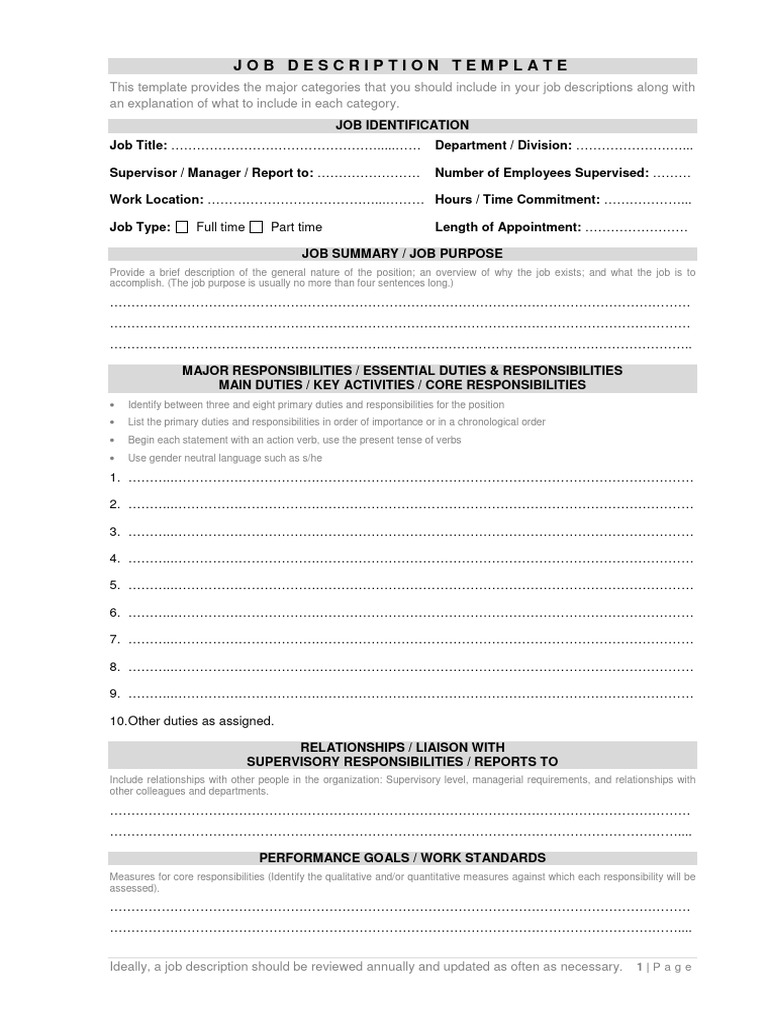 Template - Job Description | PDF