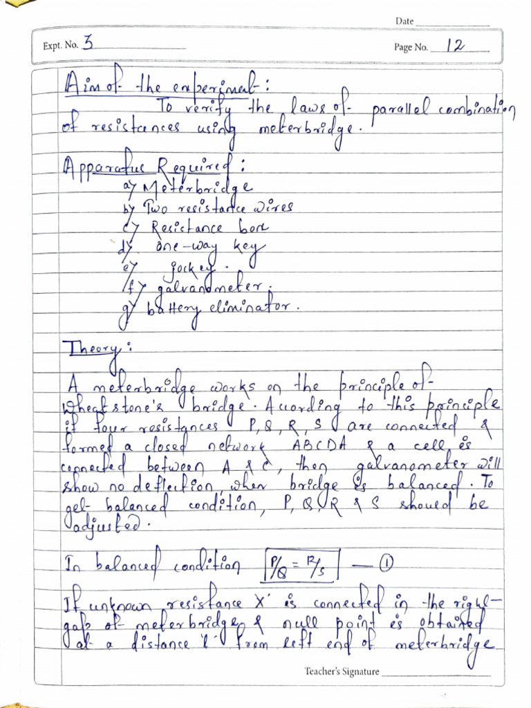 Meter Bridge Experiment: Series & Parallel | PDF