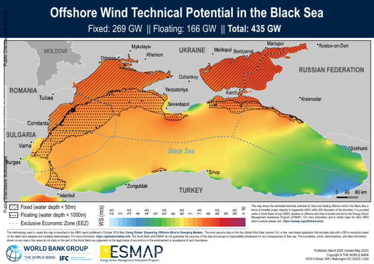 Technical Potential For Offshore Wind in Black Sea Map | PDF