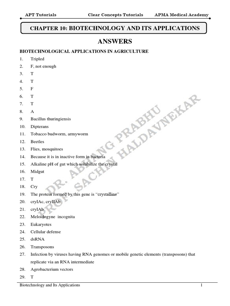 Fib - CH 10 - B&ia - Ans | Download Free PDF | Rna | Biotechnology