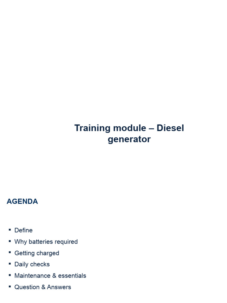 Diesel Generator Basics | PDF | Diesel Engine | Capacitor