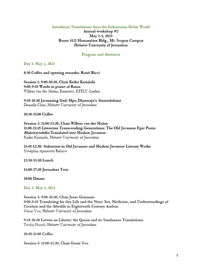 2023 Workshop Program | Download Free PDF | Translations | Ulama