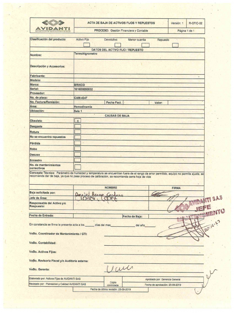 Acta de Baja TH CAM-4347 | PDF