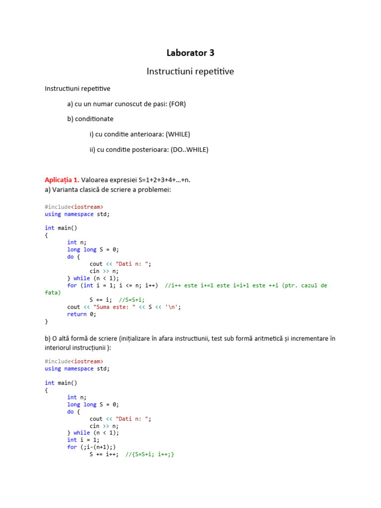 Lab 3instructiuni Repetitive | PDF