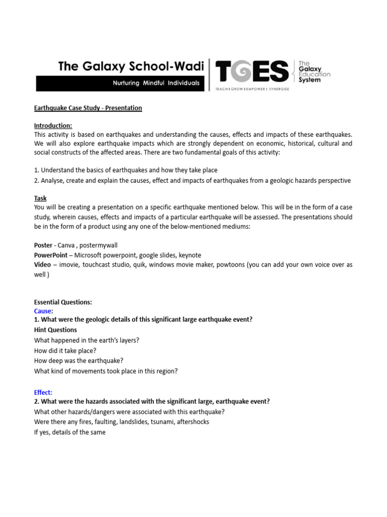 Earthquake Case Study Presentation Guide | PDF | Earthquakes ...