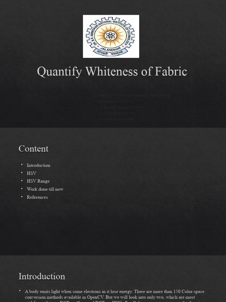 Quantify Whiteness of Fabric | PDF
