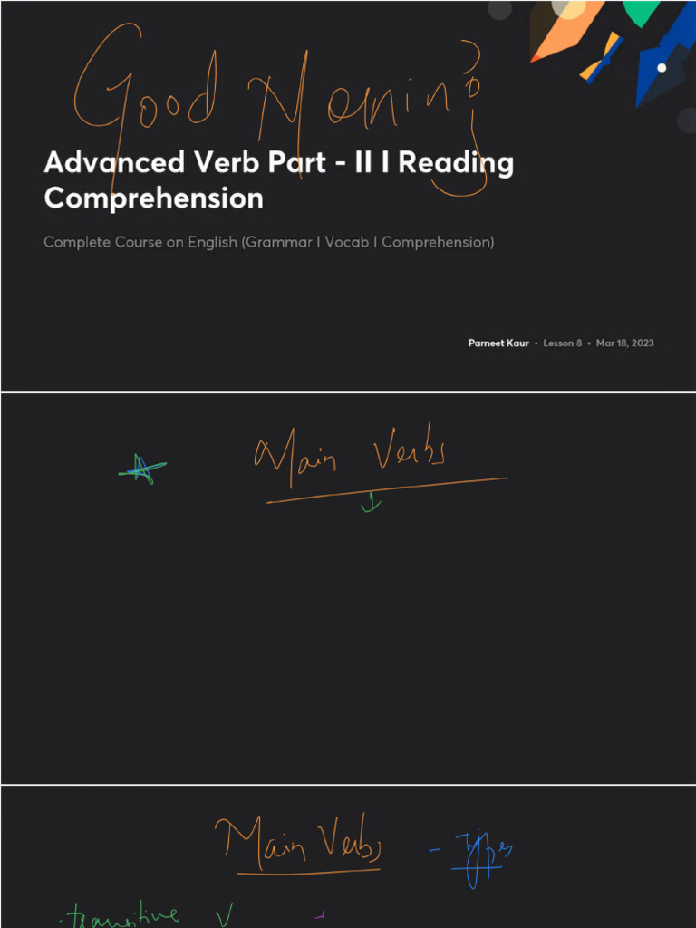 Advanced Verb Part - II I Reading With Anno 1679396567441 | PDF