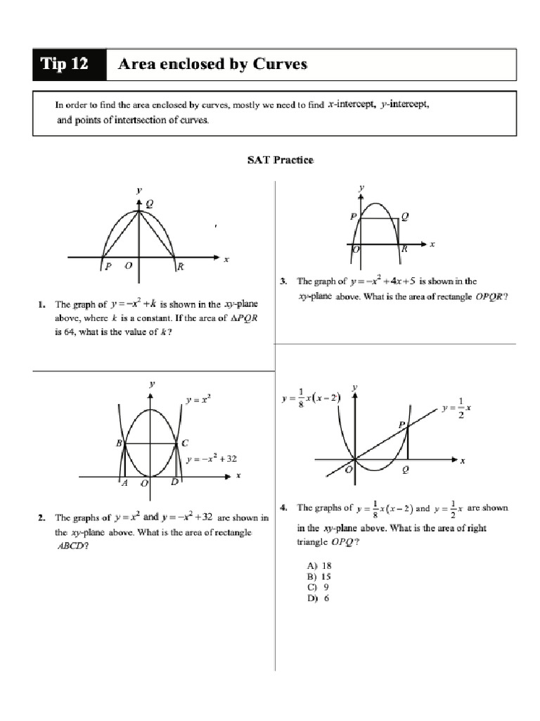 New SAT Tips Area Enclosed by Curves | PDF