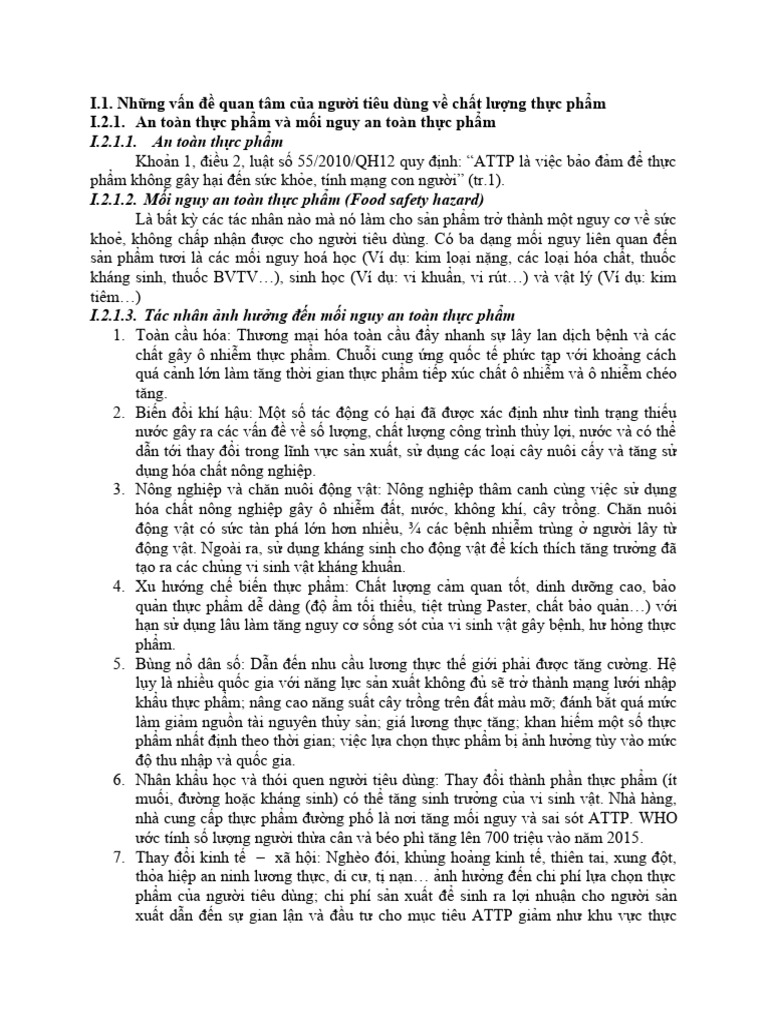 Sơ lược định nghĩa - mối nguy và tác động của ATTP | PDF