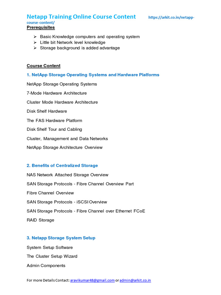 Netapp Course Content Cluster Mode Pdf