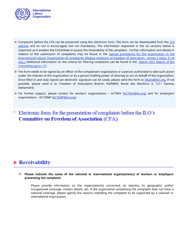 Cfa Electronic Form New Version en | PDF | International Labour ...