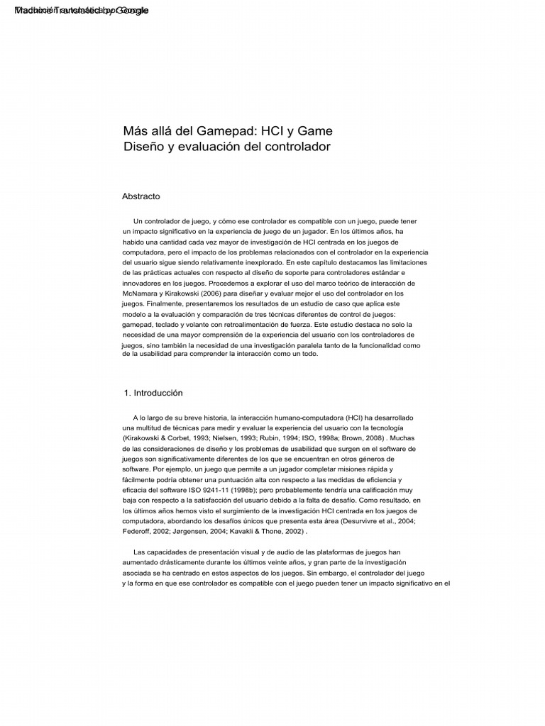 Más Allá Del Gamepad HCI y Game | PDF | Usabilidad | La interacción ...