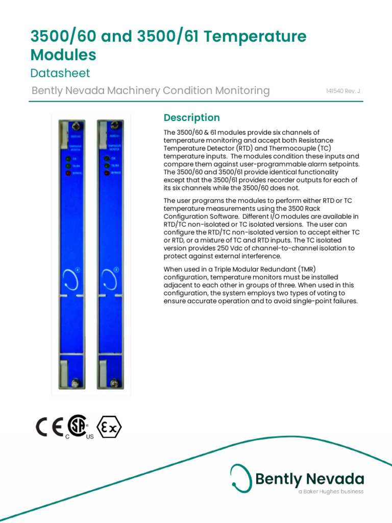 3500-60 and 3500-61 Temperature Modules Datasheet - 141540 | PDF ...