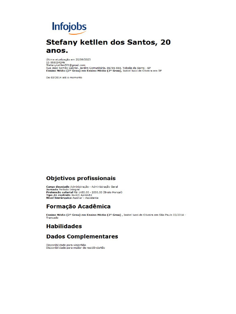 Curriculo de Stefany | PDF