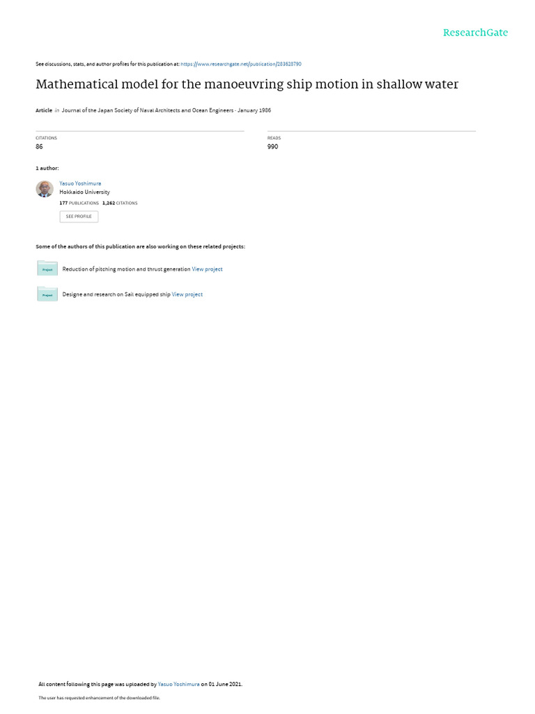 2.mathematical Model For The Manoeuvring Ship in Shalow Water | PDF ...