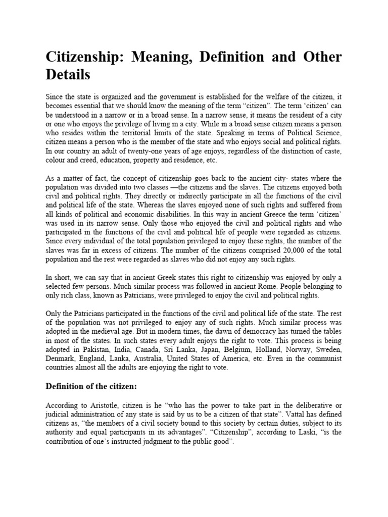 Citizenship | PDF | Citizenship | Government And Personhood