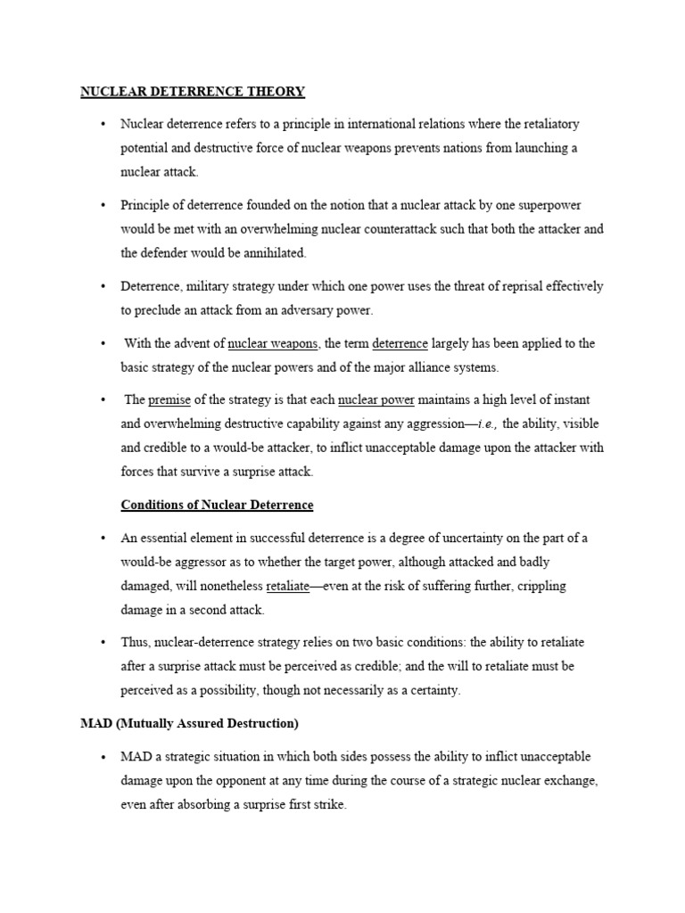 Nuclear Deterrence Theory | PDF | Mutual Assured Destruction | Crime ...