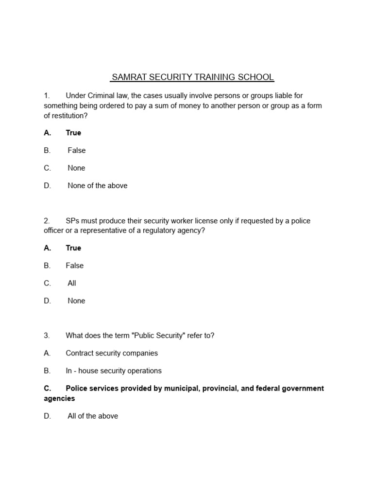 Samrat Security Training School | PDF | Police | Crimes